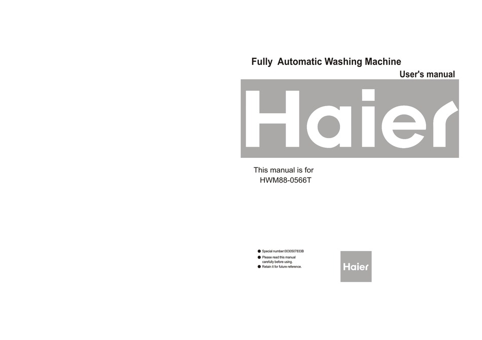 HAIER HWM88-0566T USER MANUAL Pdf Download | ManualsLib