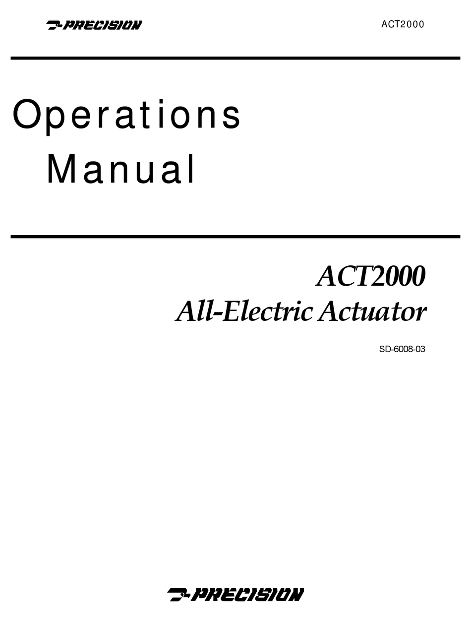 PRECISION ENGINE CONTROLS CORPORATION ACT2000 OPERATION MANUAL Pdf ...