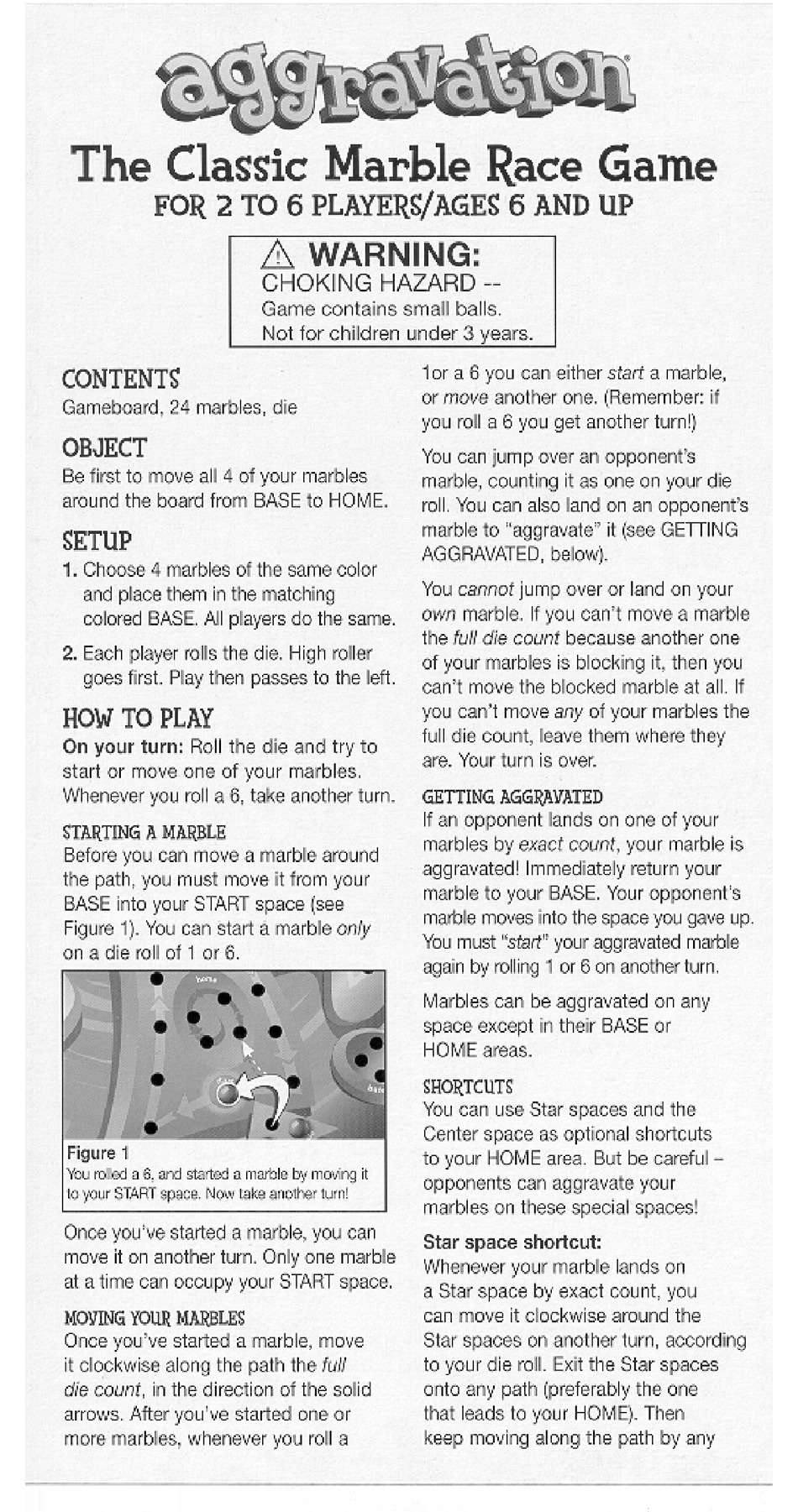HASBRO AGGRAVATION CLASSIC MARBLE RACE GAME INSTRUCTIONS Pdf Download 