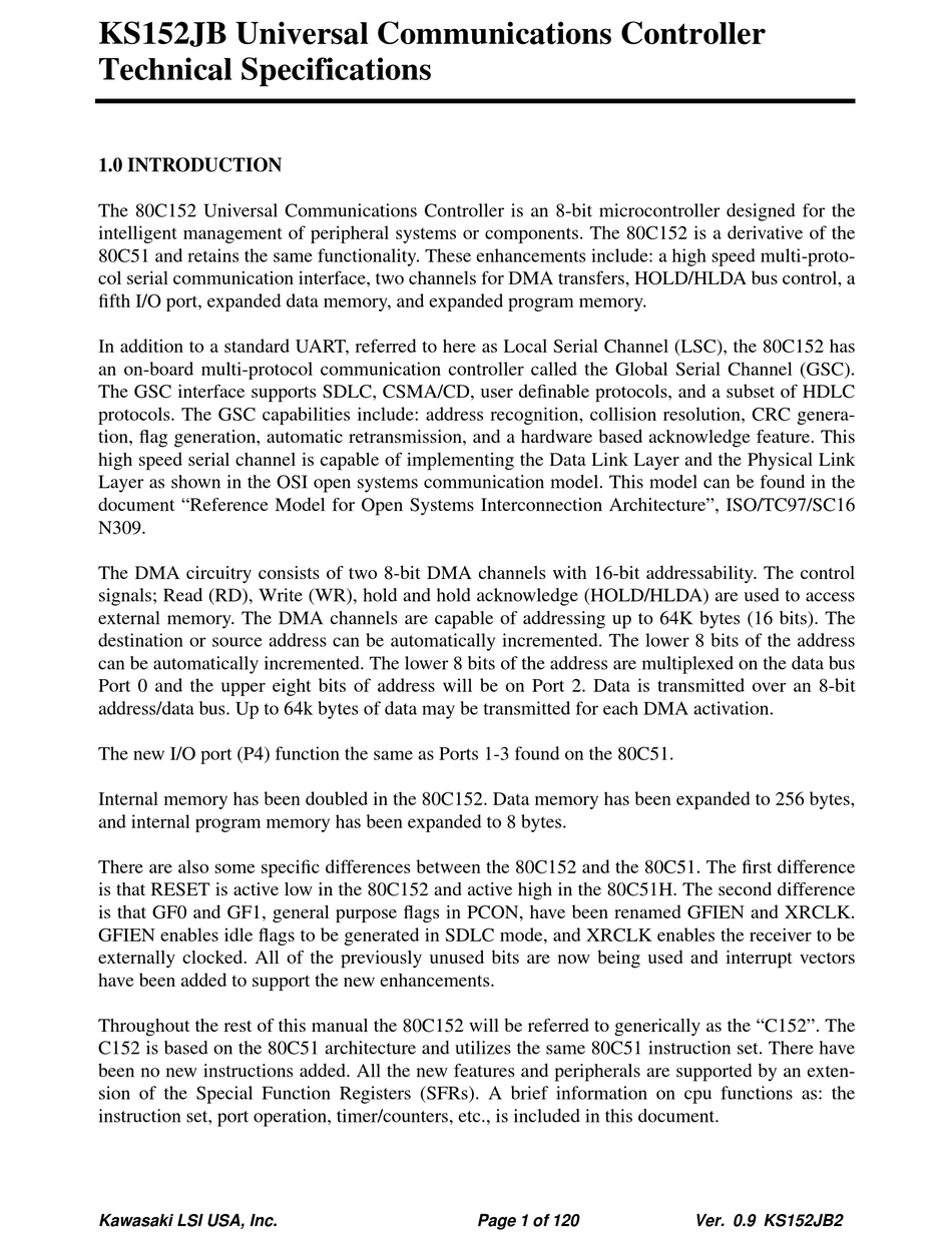 KAWASAKI 80C51 TECHNICAL SPECIFICATIONS Pdf Download | ManualsLib