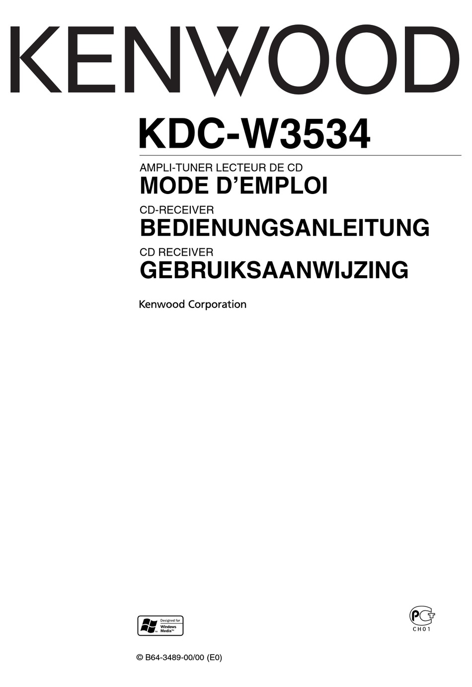 KENWOOD KDC-W3534 MANUEL D'INSTRUCTIONS Pdf Download | ManualsLib