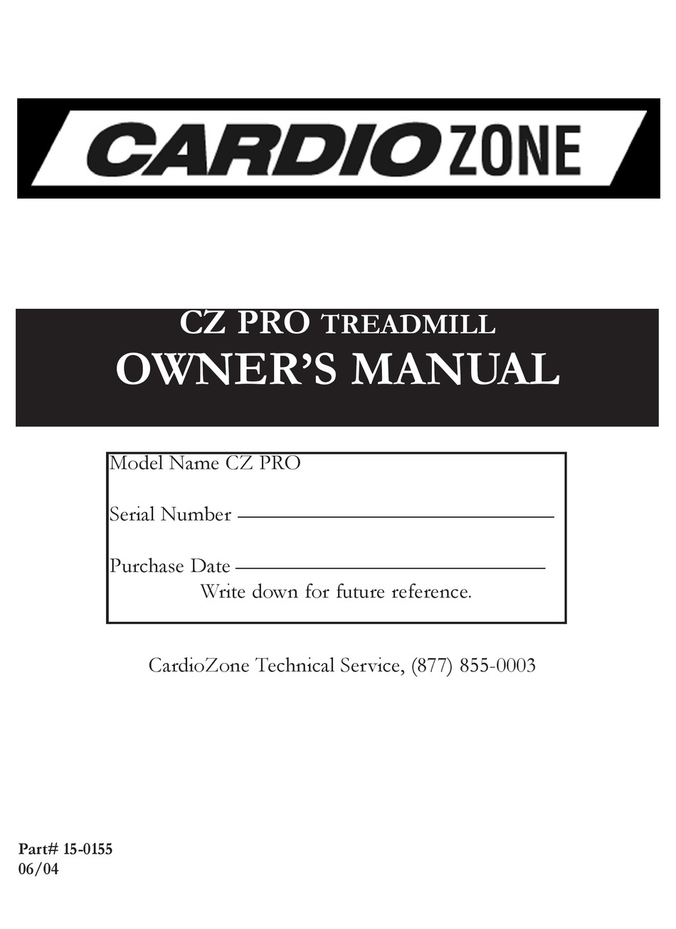 KEYS FITNESS CARDIOZONE CZ PRO OWNER'S MANUAL Pdf Download | ManualsLib