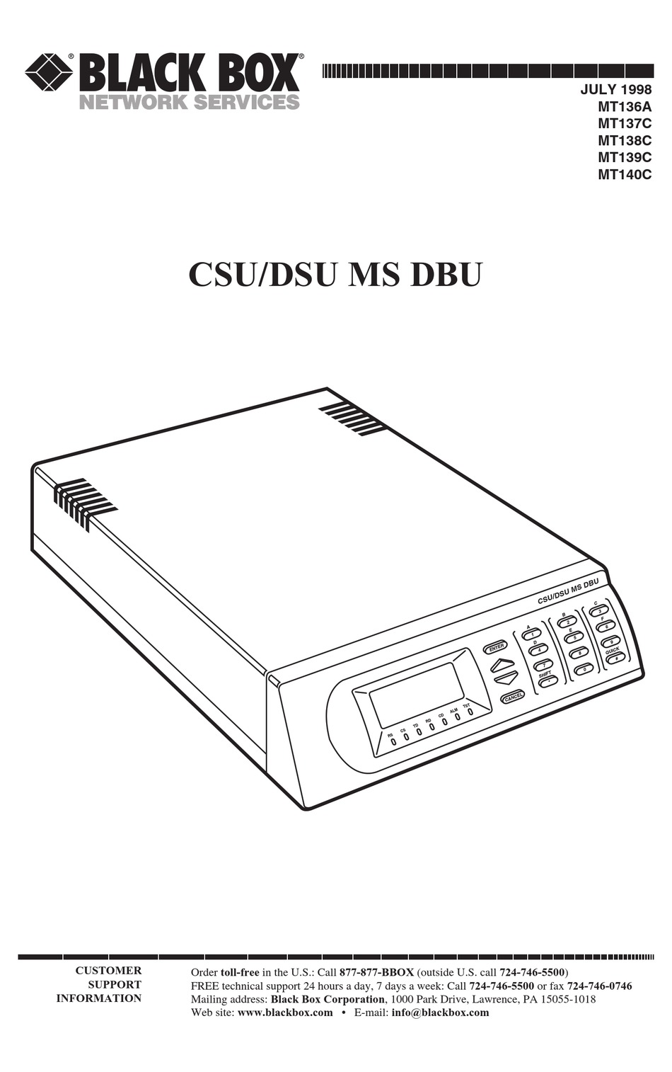 BLACK BOX MT136A USER MANUAL Pdf Download | ManualsLib