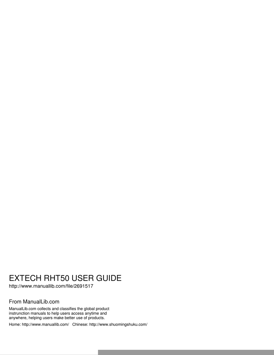 EXTECH INSTRUMENTS RHT50 USER MANUAL Pdf Download | ManualsLib