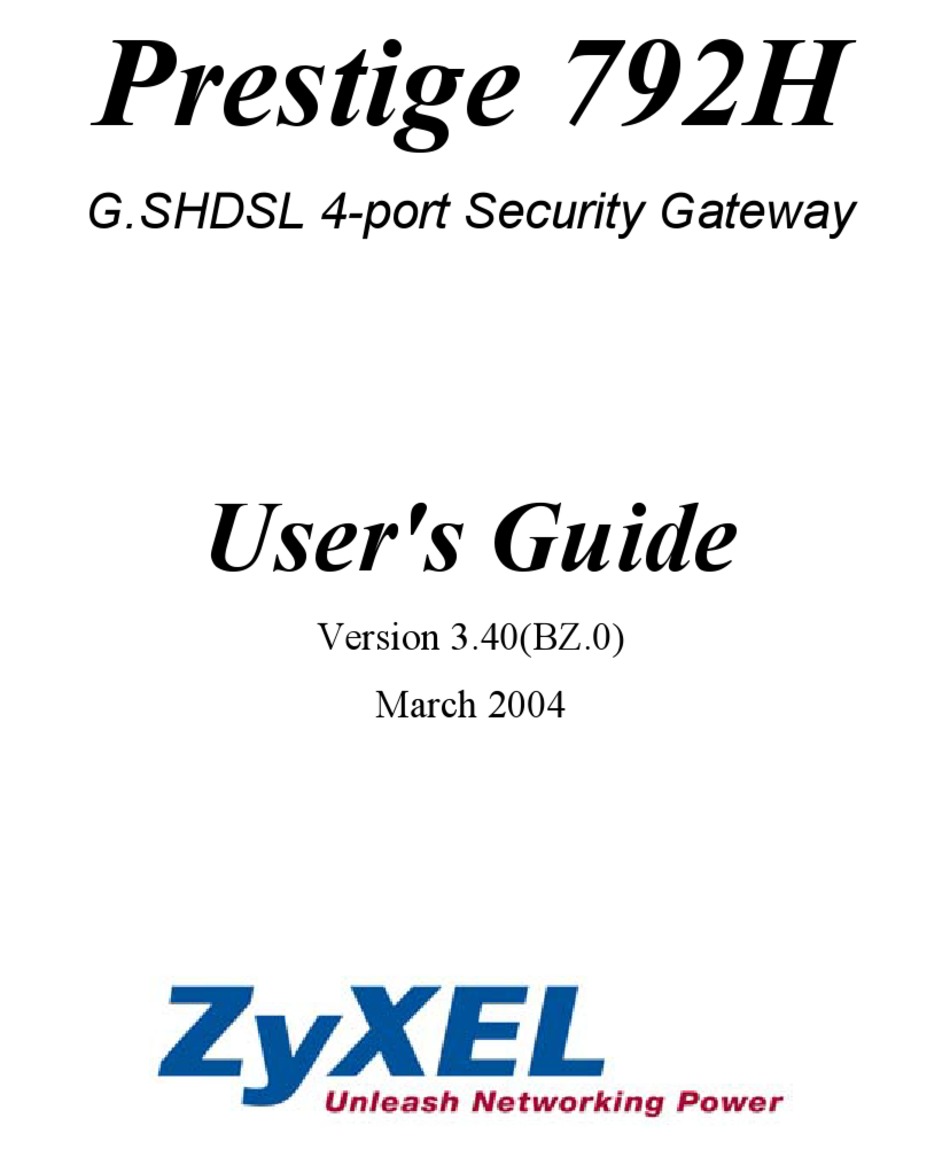 ZYXEL COMMUNICATIONS PRESTIGE 792H USER MANUAL Pdf Download | ManualsLib