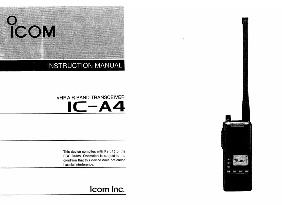 Icom Ic A4 Instruction Manual Pdf Download Manualslib