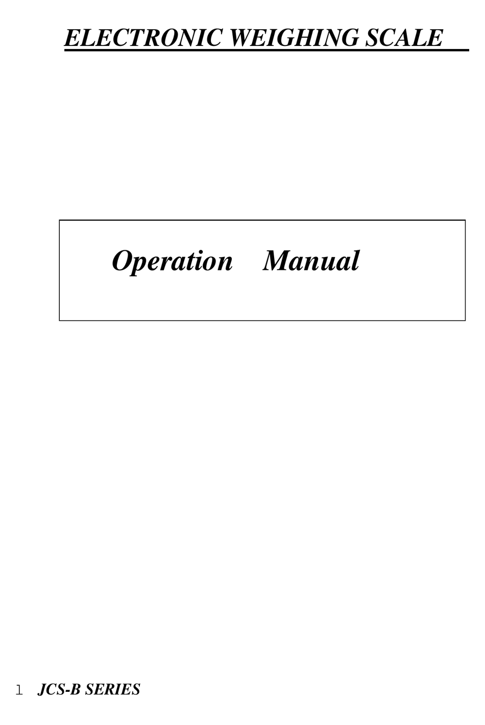 YOUSHENG JCS-B SERIES OPERATION MANUAL Pdf Download | ManualsLib