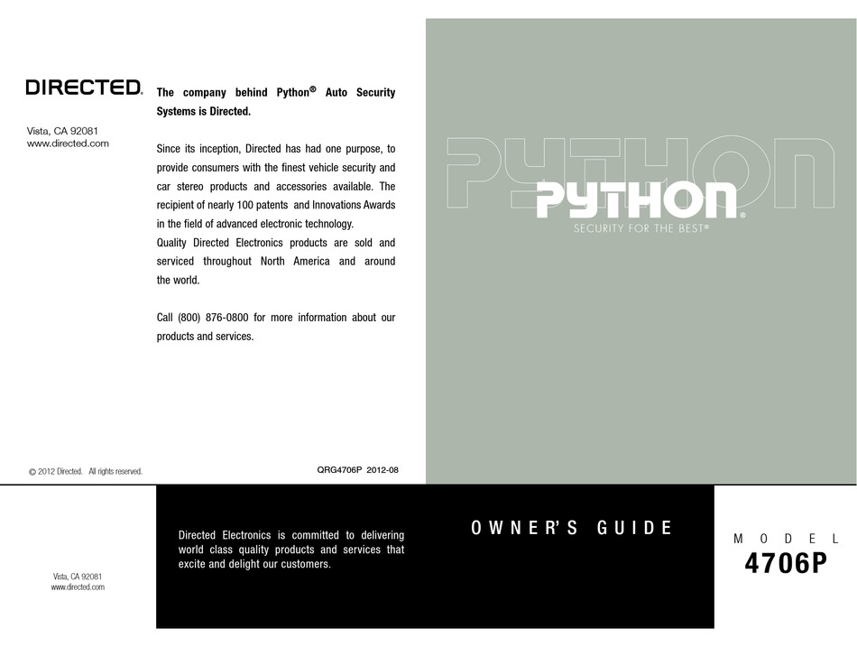 PYTHON 4706P OWNER'S MANUAL Pdf Download | ManualsLib