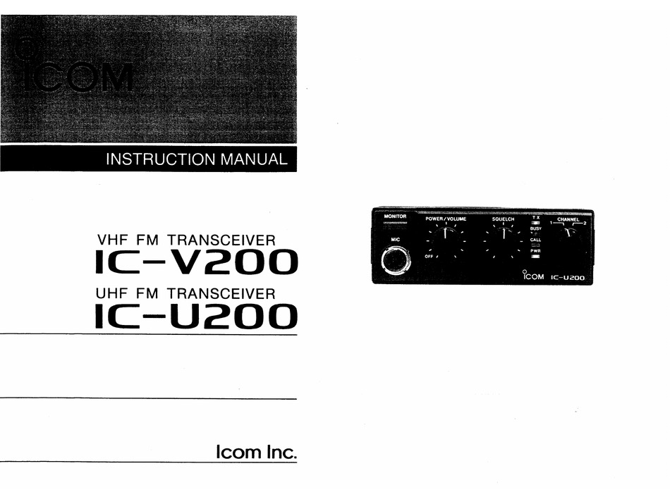ICOM IC V200 INSTRUCTION MANUAL Pdf Download ManualsLib
