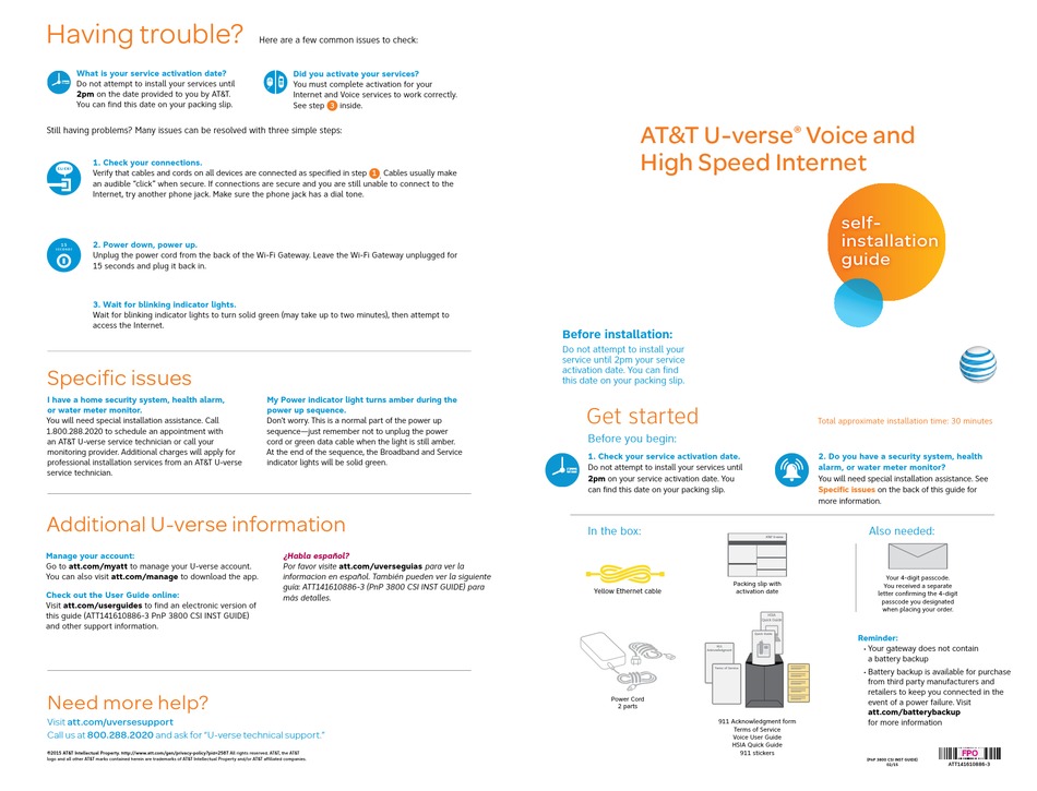 AT&T 3800 SELF-INSTALLATION MANUAL Pdf Download | ManualsLib