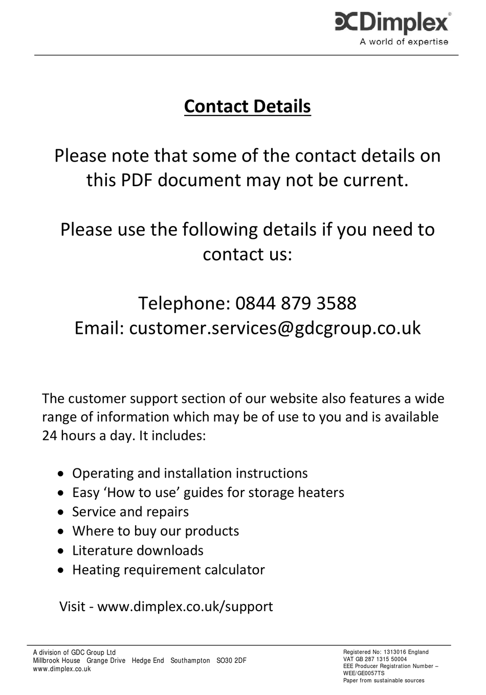 DIMPLEX CXL QUICK START MANUAL Pdf Download | ManualsLib