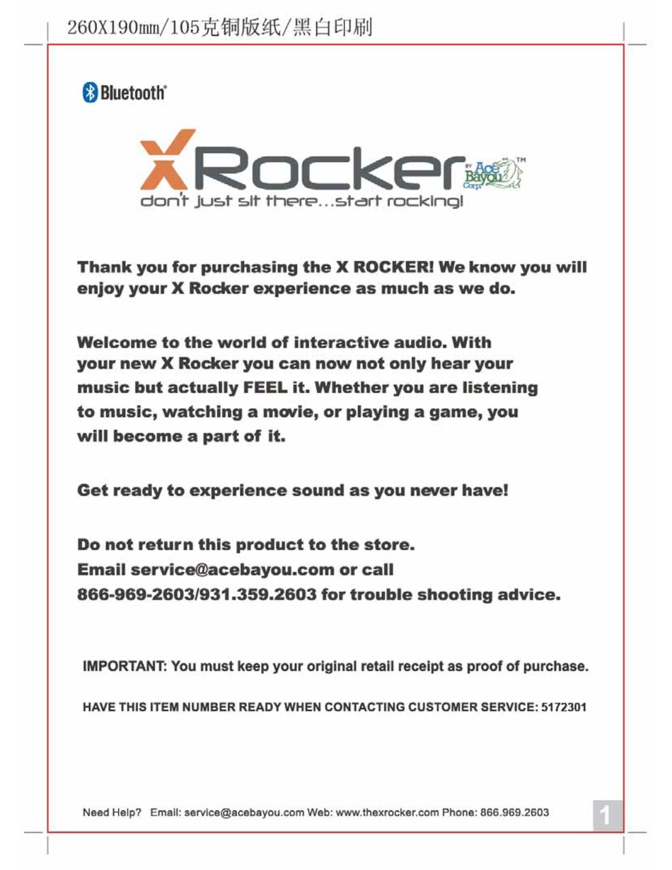 ACE BAYOU X-ROCKER INSTRUCTION MANUAL Pdf Download | ManualsLib