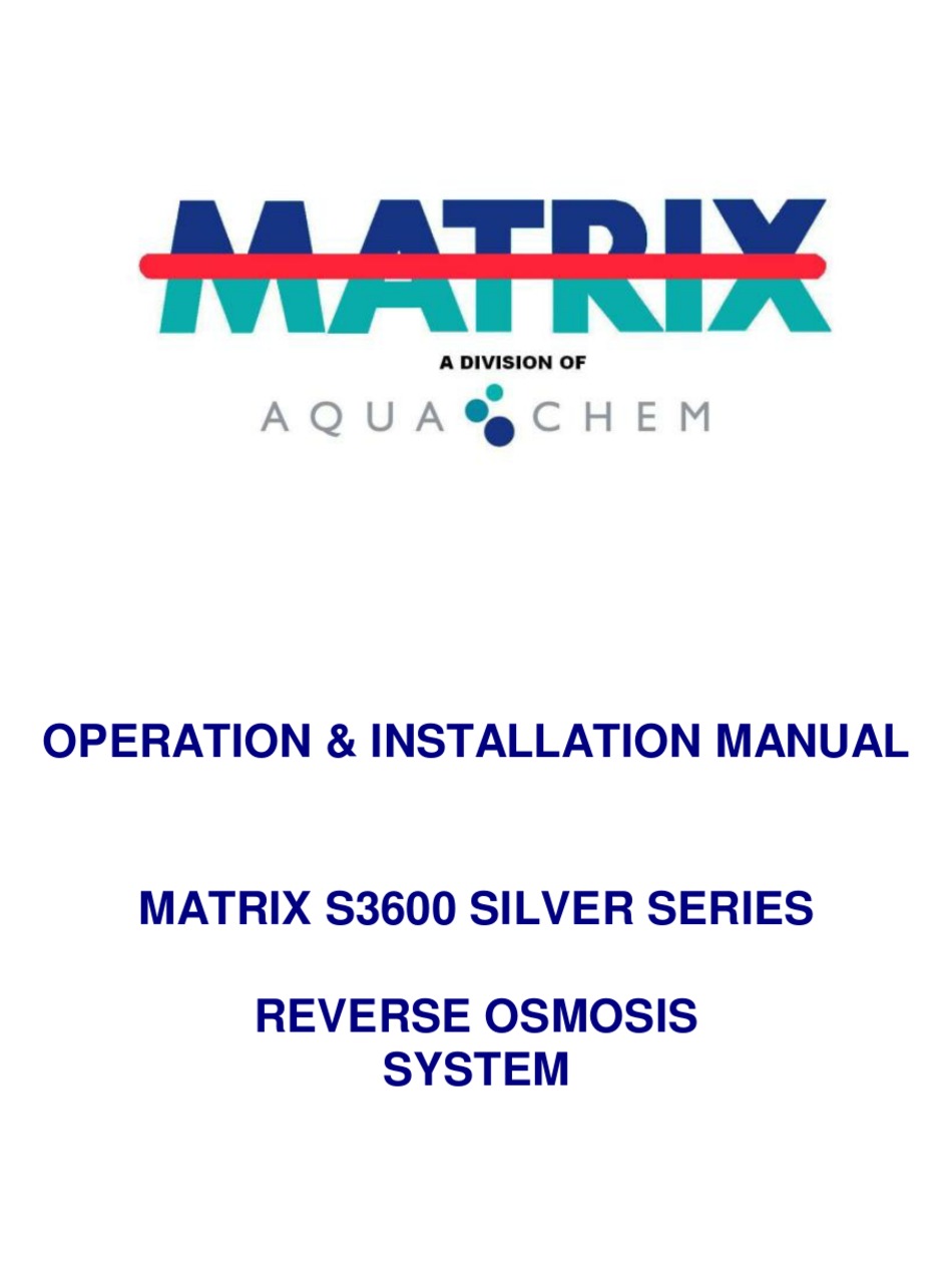 MATRIX S3600 SILVER SERIES OPERATION & INSTALLATION MANUAL Pdf Download ...
