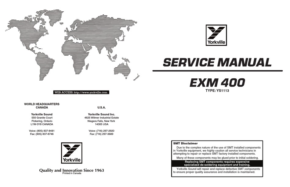 YORKVILLE EXM 400 SERVICE MANUAL Pdf Download | ManualsLib