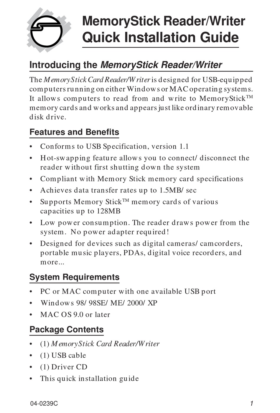 SIIG US2263 QUICK INSTALLATION MANUAL Pdf Download | ManualsLib