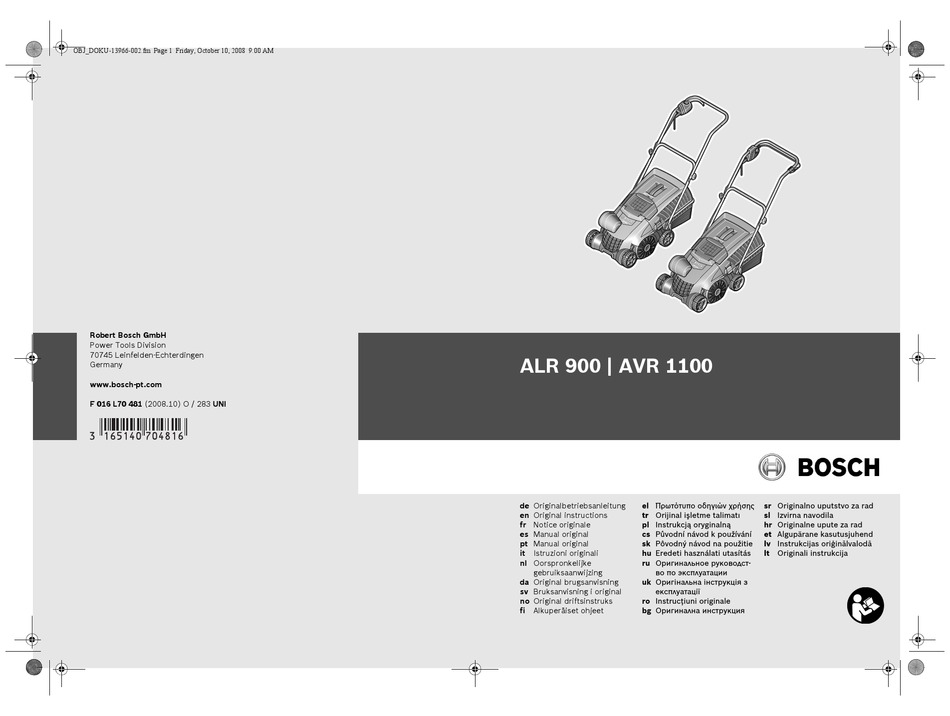 BOSCH ALR 900 ORIGINAL INSTRUCTIONS MANUAL Pdf Download | ManualsLib