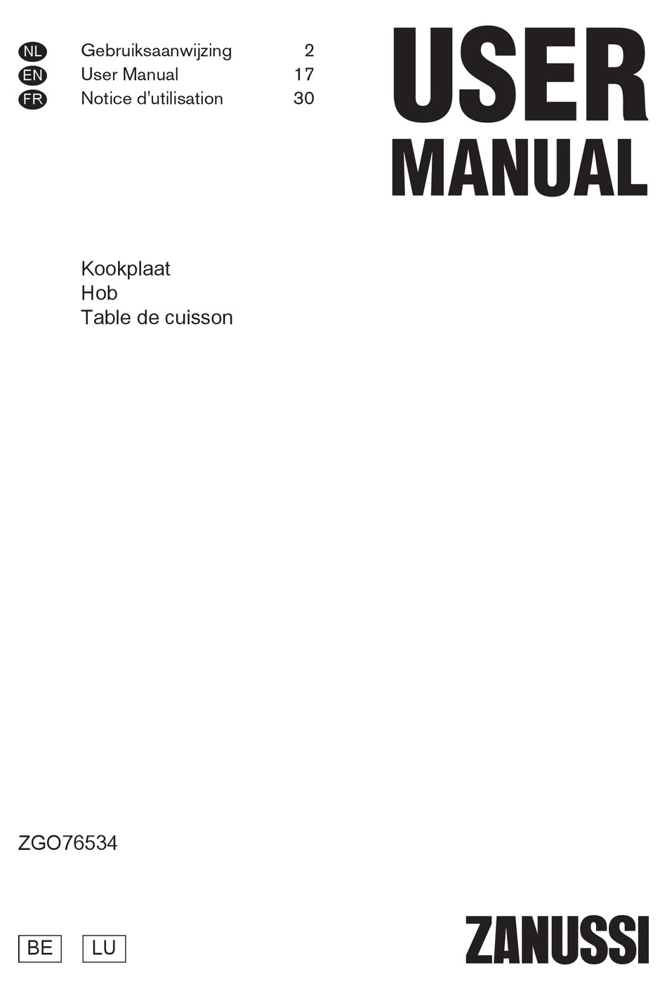 ZANUSSI ZGO76534 USER MANUAL Pdf Download | ManualsLib