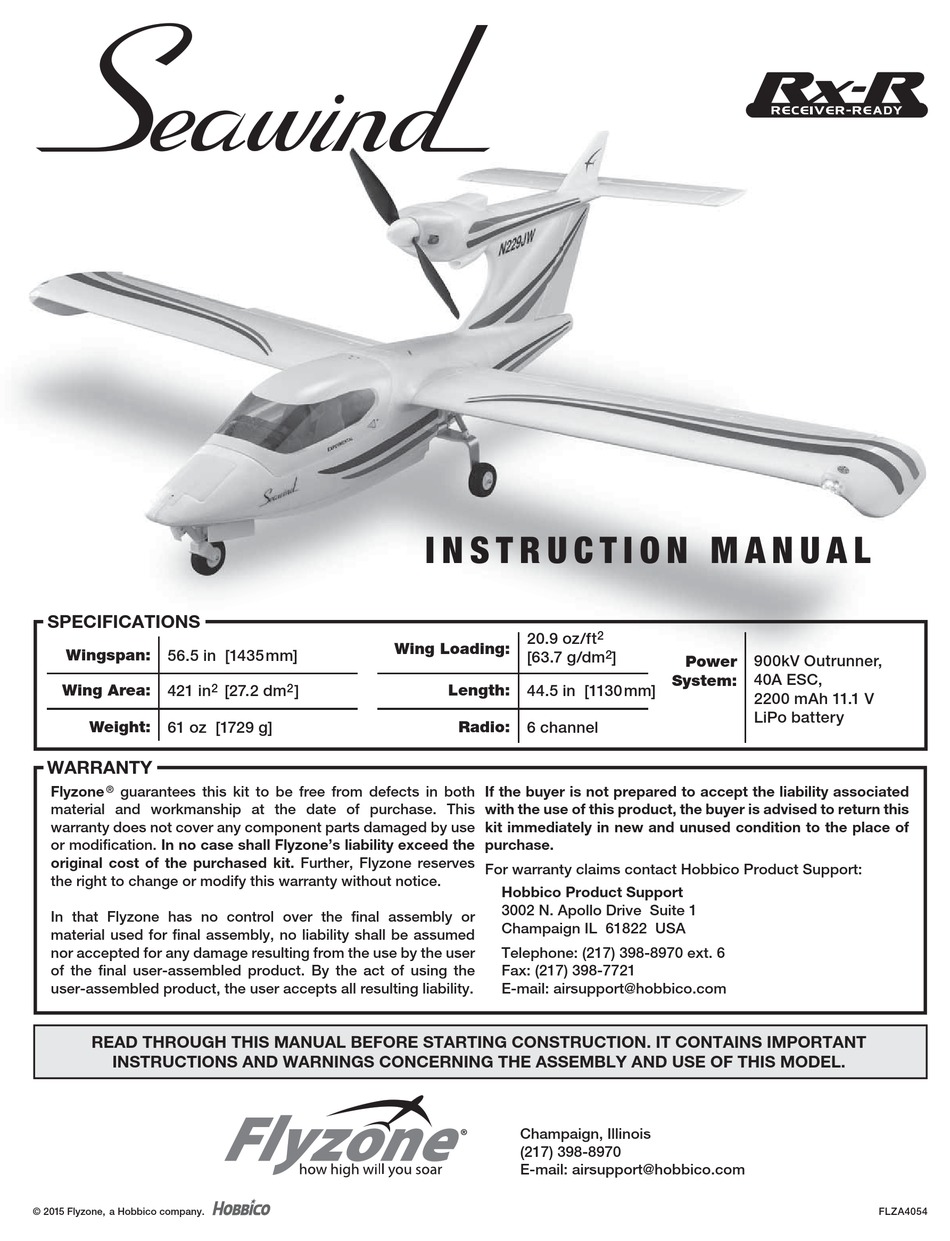 FLYZONE SEAWIND INSTRUCTION MANUAL Pdf Download | ManualsLib
