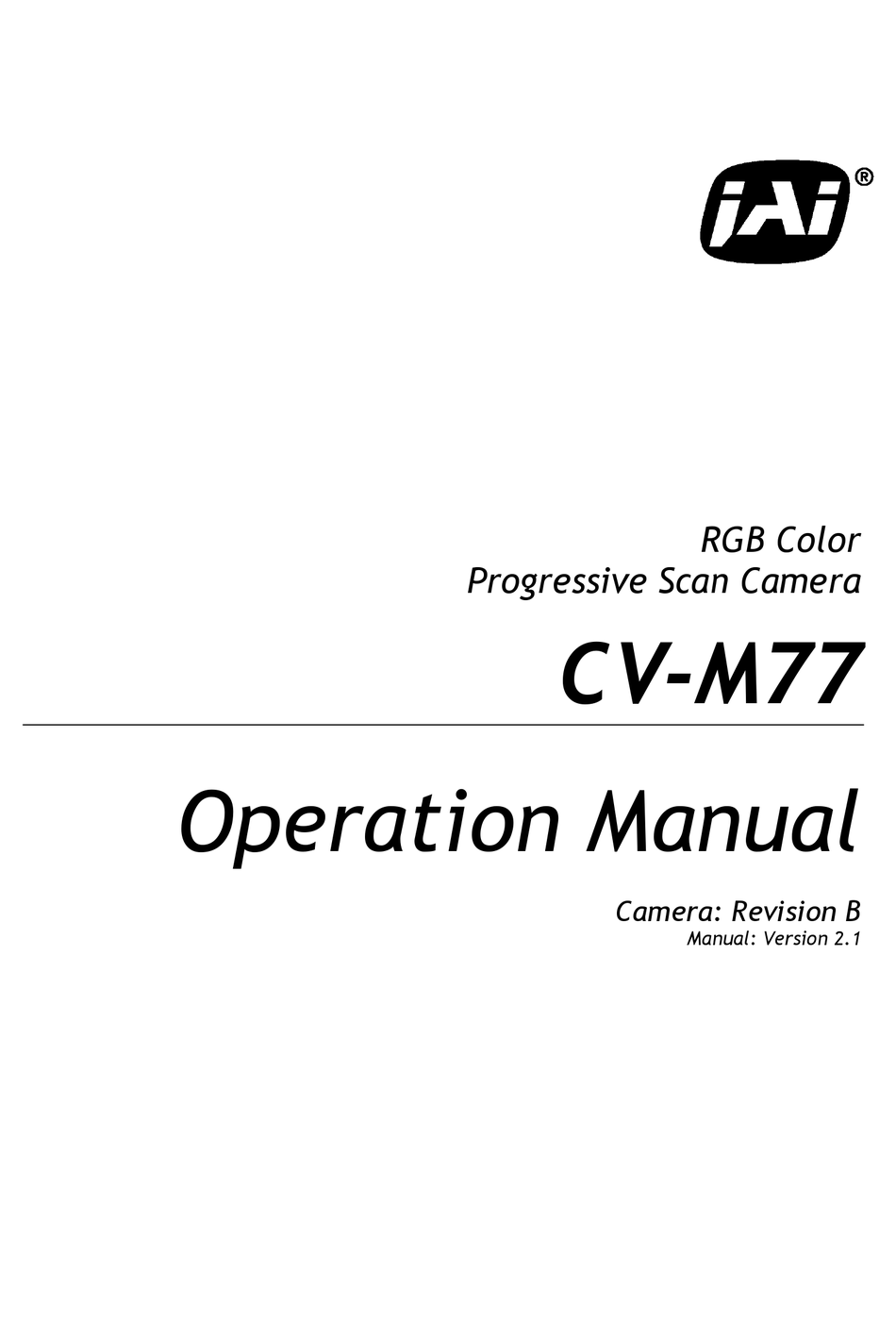 IAI CV-M77 OPERATION MANUAL Pdf Download | ManualsLib
