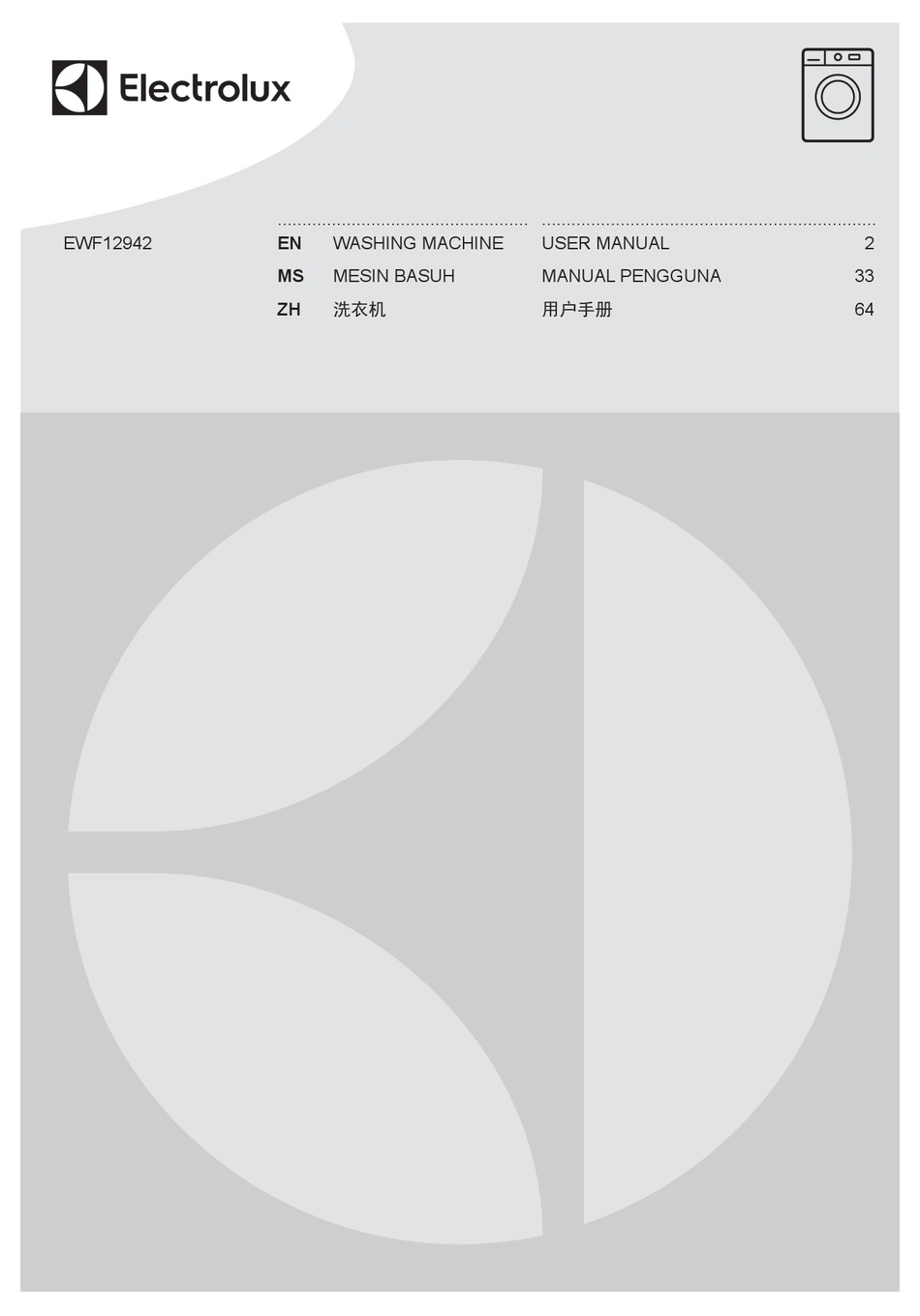 ELECTROLUX EWF12942 USER MANUAL Pdf Download | ManualsLib