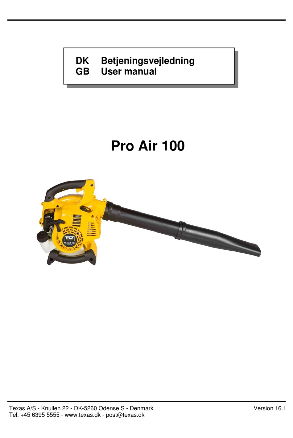 TEXAS PRO AIR 100 USER MANUAL Pdf Download | ManualsLib
