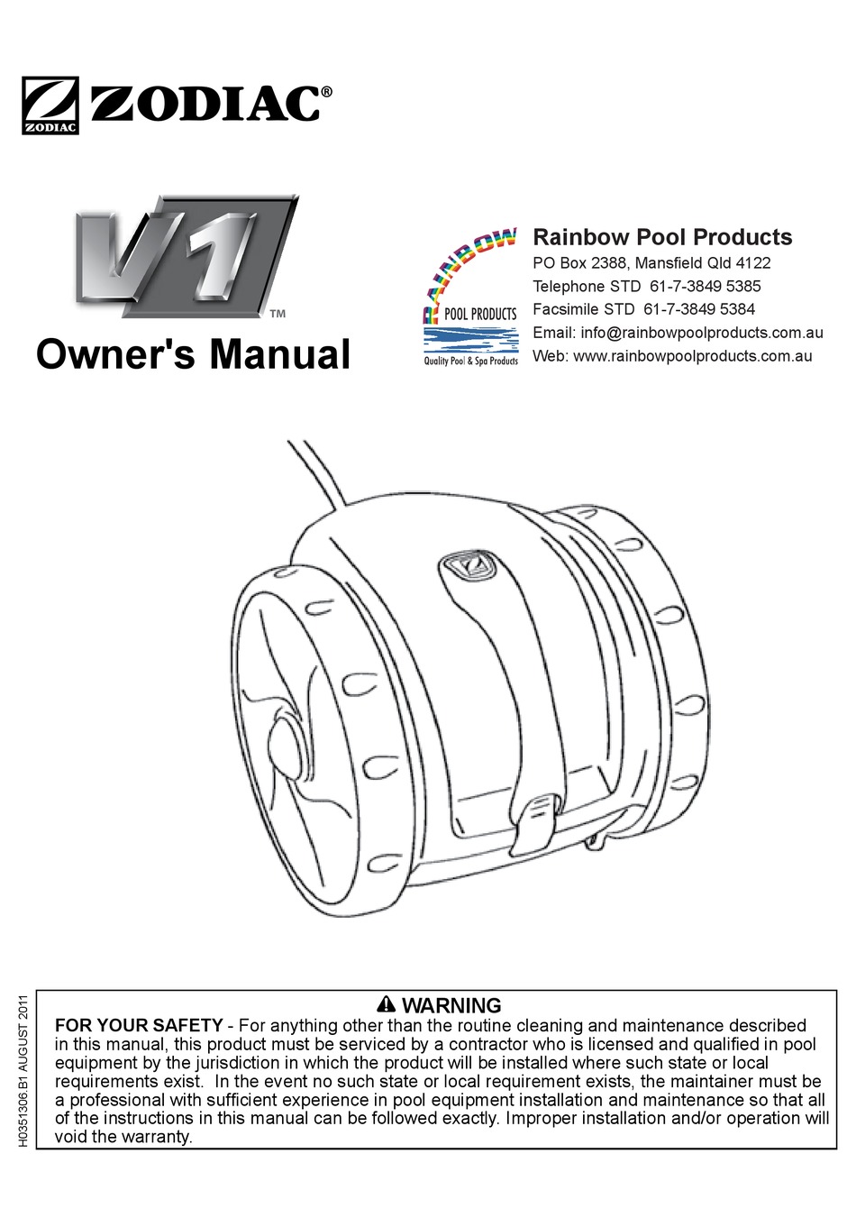 ZODIAC V1 OWNER'S MANUAL Pdf Download | ManualsLib