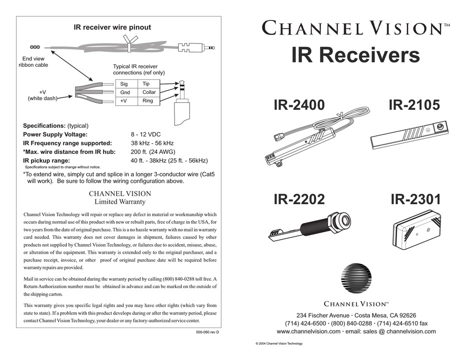 CHANNEL VISION IR-2400 USER MANUAL Pdf Download | ManualsLib