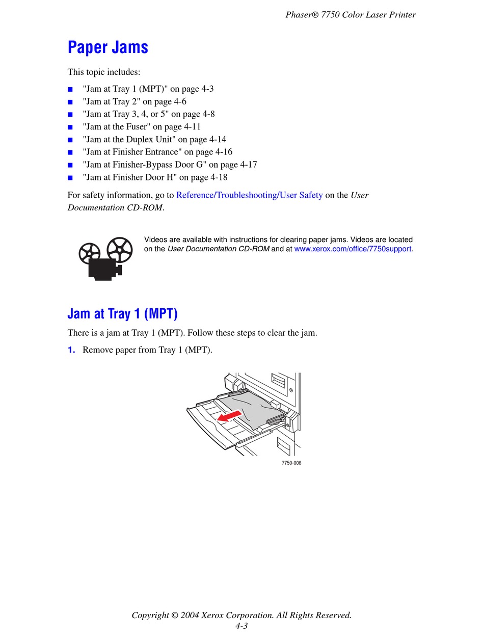 XEROX PHASER 7750 USER DOCUMENTATION Pdf Download | ManualsLib