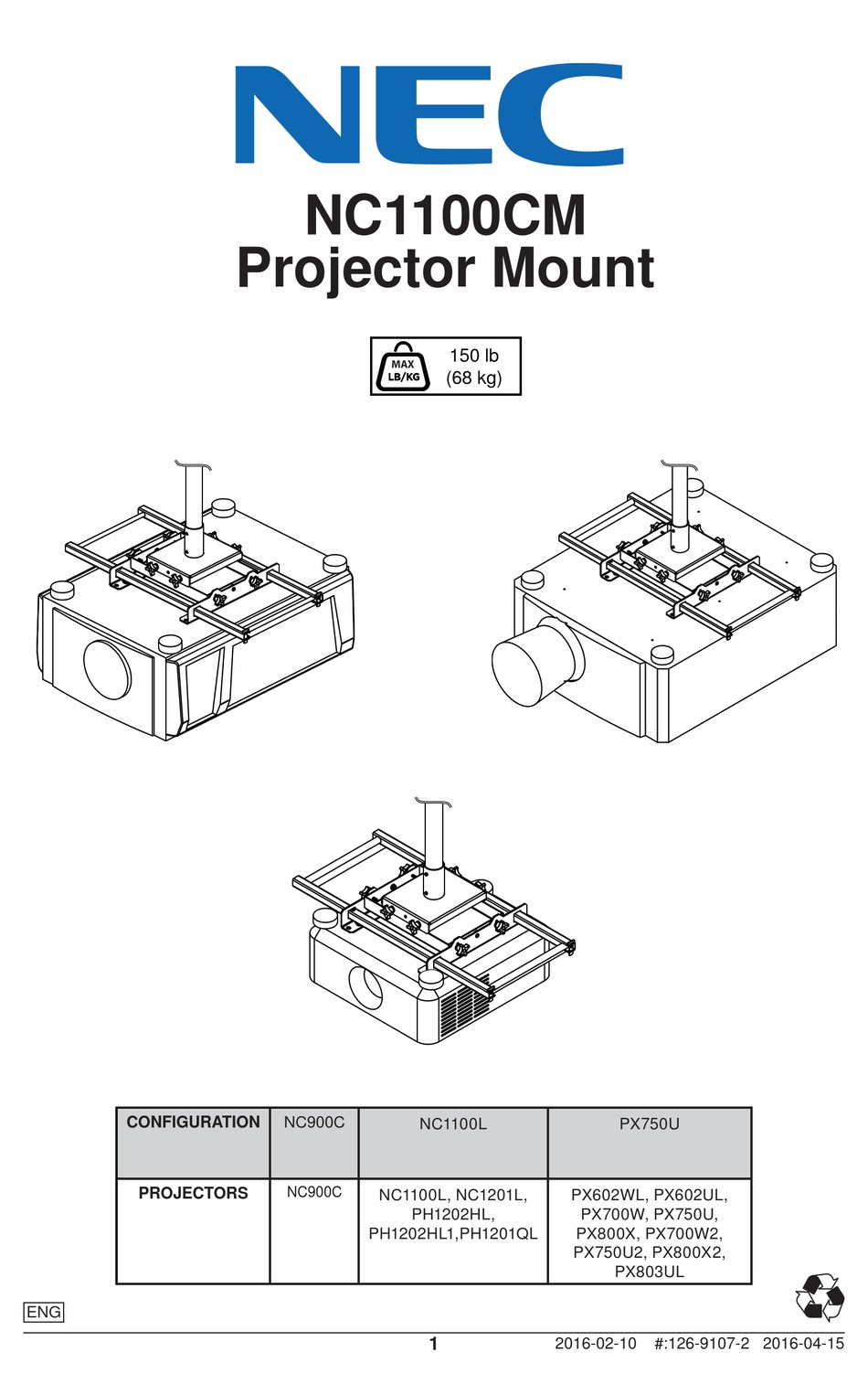 NEC NC1100CM INSTALLATION MANUAL Pdf Download | ManualsLib