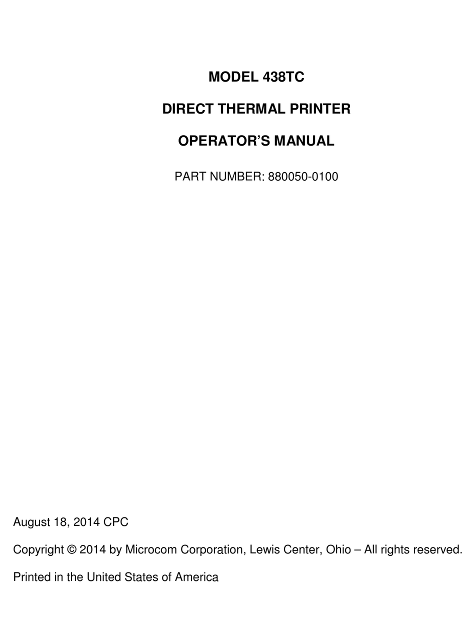 MICROCOM 438TC OPERATOR'S MANUAL Pdf Download | ManualsLib
