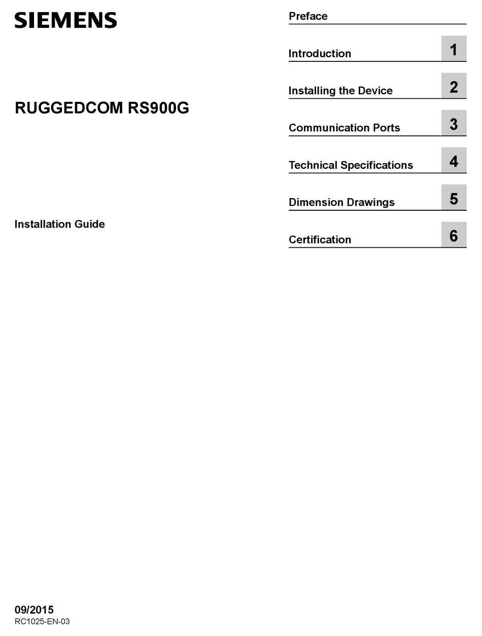 Siemens Ruggedcom Rs900g Installation Manual Pdf Download Manualslib