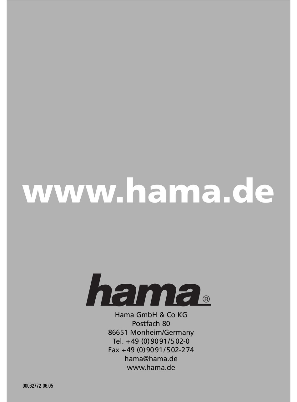 HAMA 00062772 MANUAL Pdf Download | ManualsLib