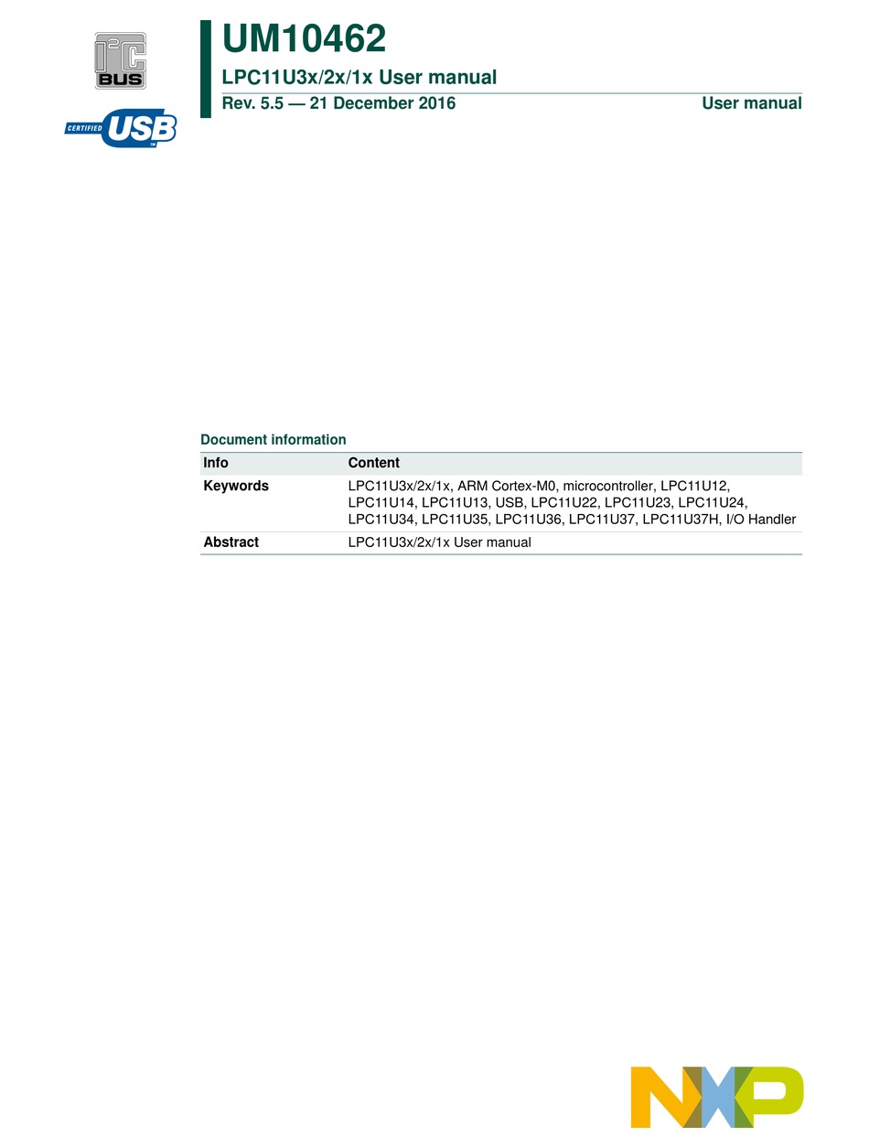 NXP SEMICONDUCTORS LPC11U3X USER MANUAL Pdf Download | ManualsLib