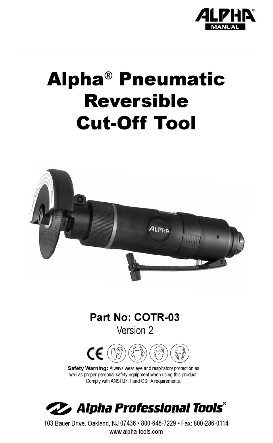 ALPHA PROFESSIONAL TOOLS COTR-03 MANUAL Pdf Download | ManualsLib