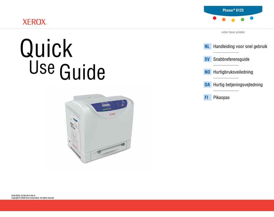 XEROX PHASER 6125 QUICK USER MANUAL Pdf Download | ManualsLib