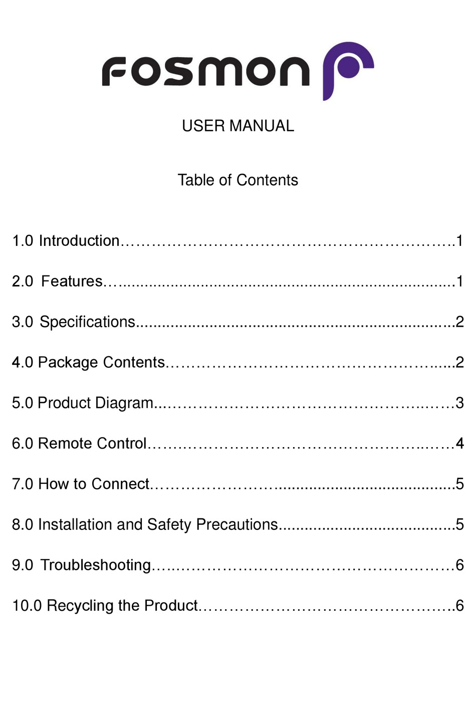 FOSMON HD1996 USER MANUAL Pdf Download | ManualsLib
