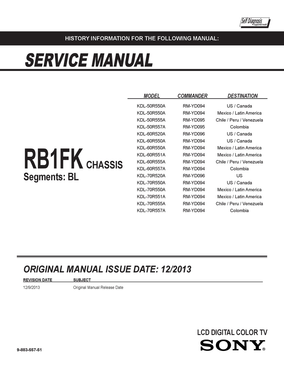 SONY KDL-50R550A SERVICE MANUAL Pdf Download | ManualsLib