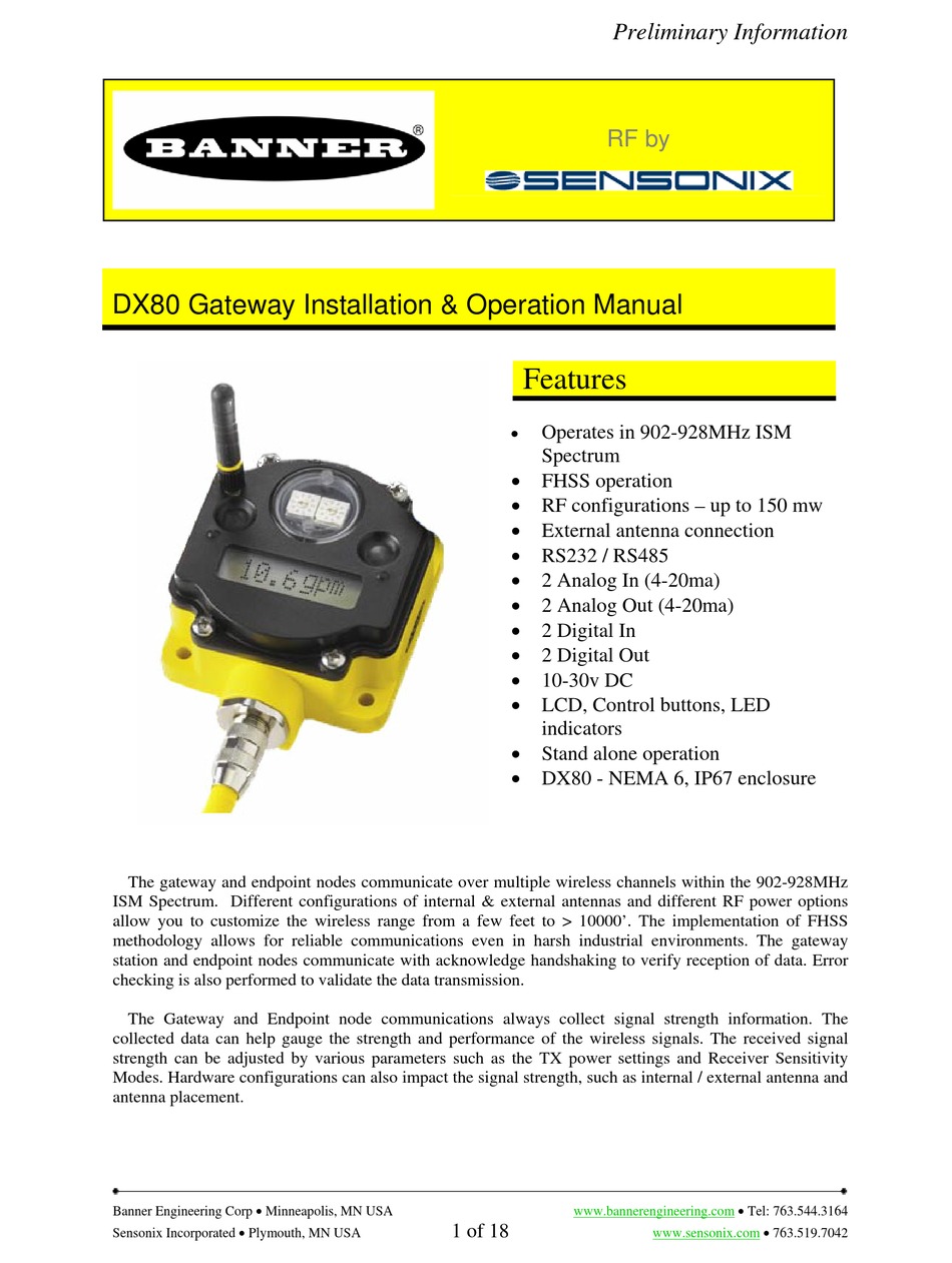 BANNER DX80 INSTALLATION OPERATION MANUAL Pdf Download ManualsLib