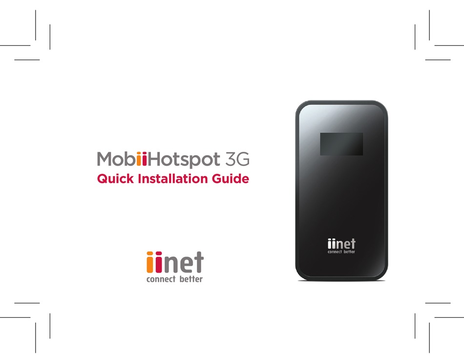 IINET MOBIIHOTSPOT 3G QUICK INSTALLATION MANUAL Pdf Download | ManualsLib