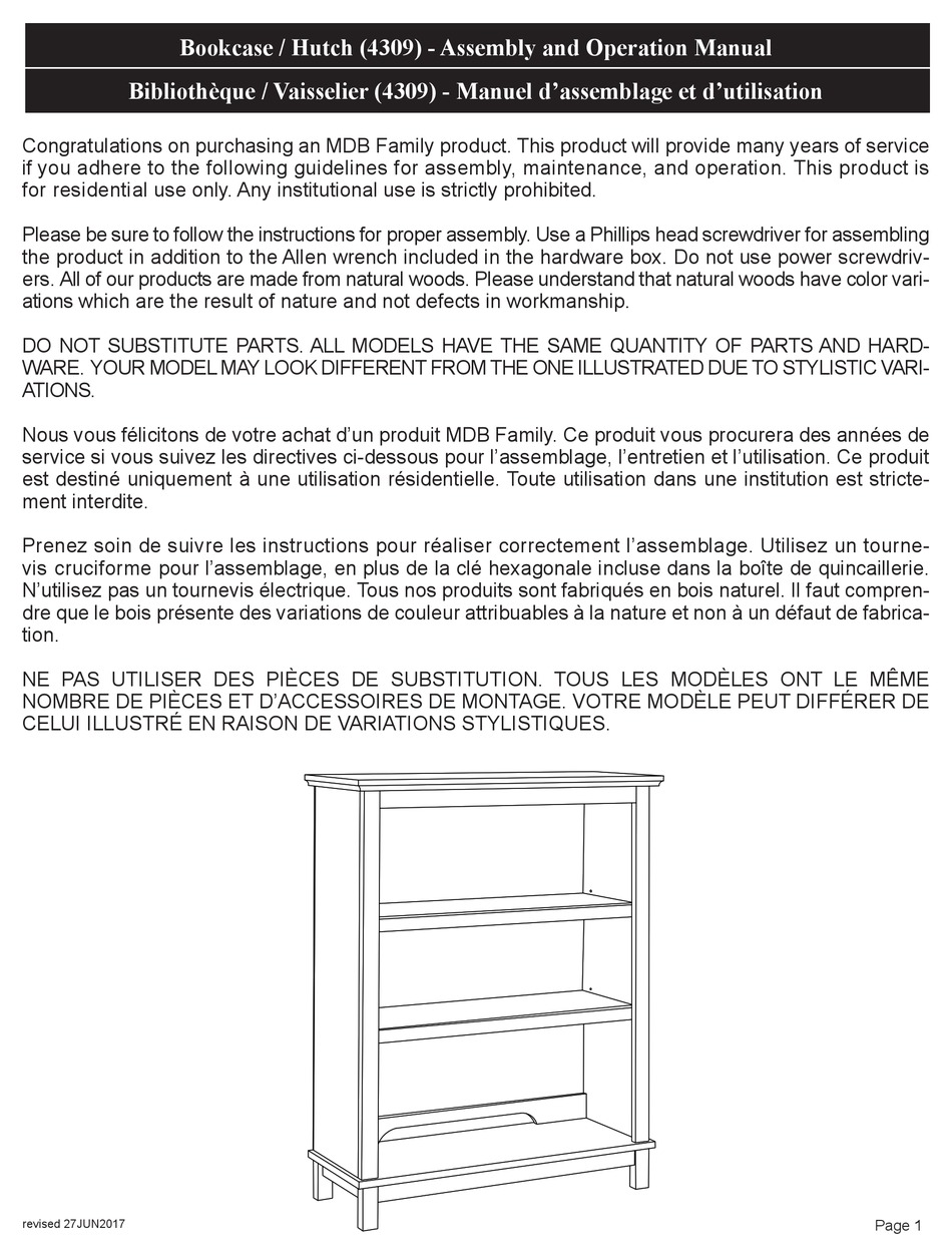 DAVINCI 4309 ASSEMBLY AND OPERATION MANUAL Pdf Download | ManualsLib