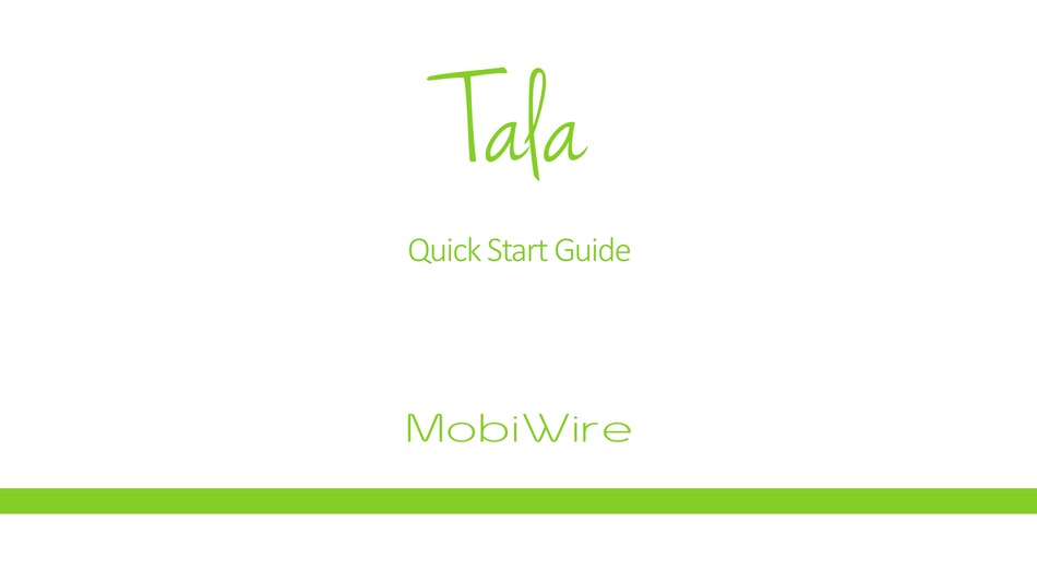 MOBIWIRE TALA QUICK START MANUAL Pdf Download | ManualsLib