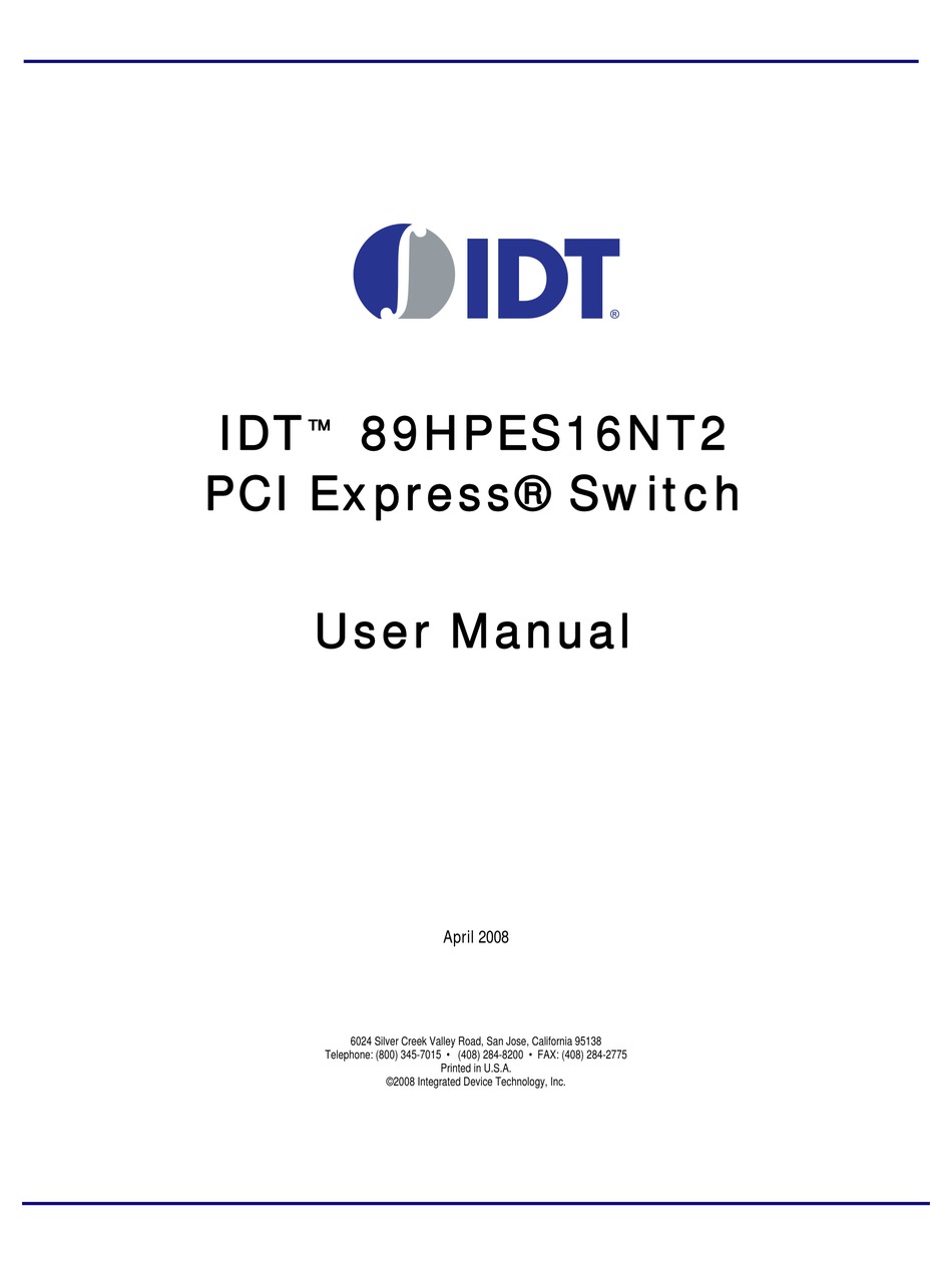IDT 89HPES16NT2 USER MANUAL Pdf Download | ManualsLib
