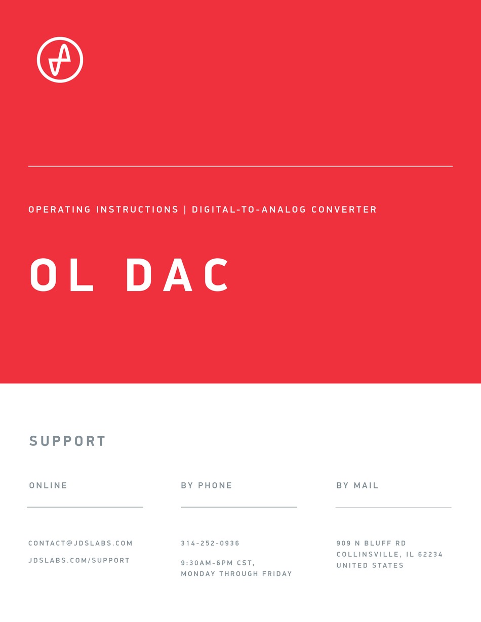 JDS LABS OL DAC OPERATING INSTRUCTIONS MANUAL Pdf Download | ManualsLib