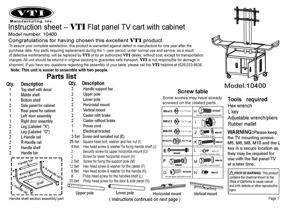 VTI 10400 INSTRUCTION SHEET Pdf Download ManualsLib
