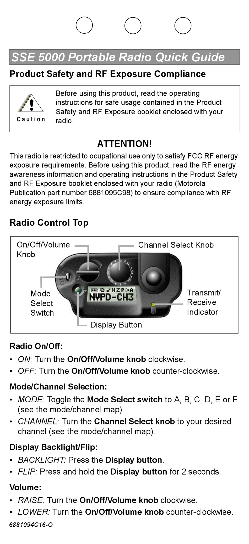 MOTOROLA SSE 5000 QUICK MANUAL Pdf Download | ManualsLib