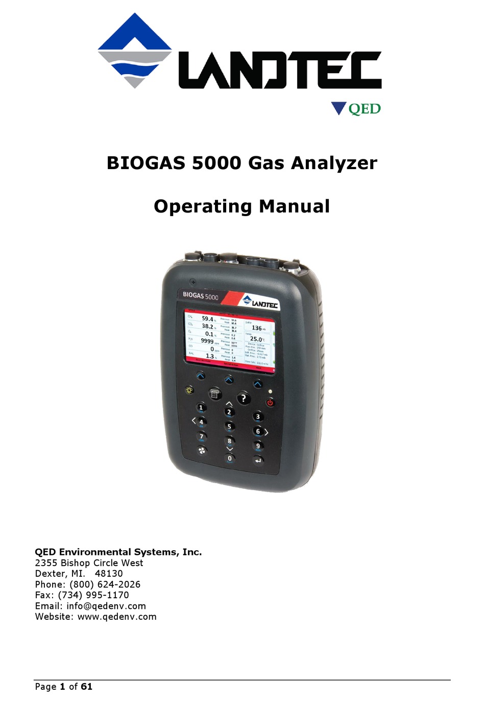 LANDTEC BIOGAS 5000 OPERATING MANUAL Pdf Download | ManualsLib