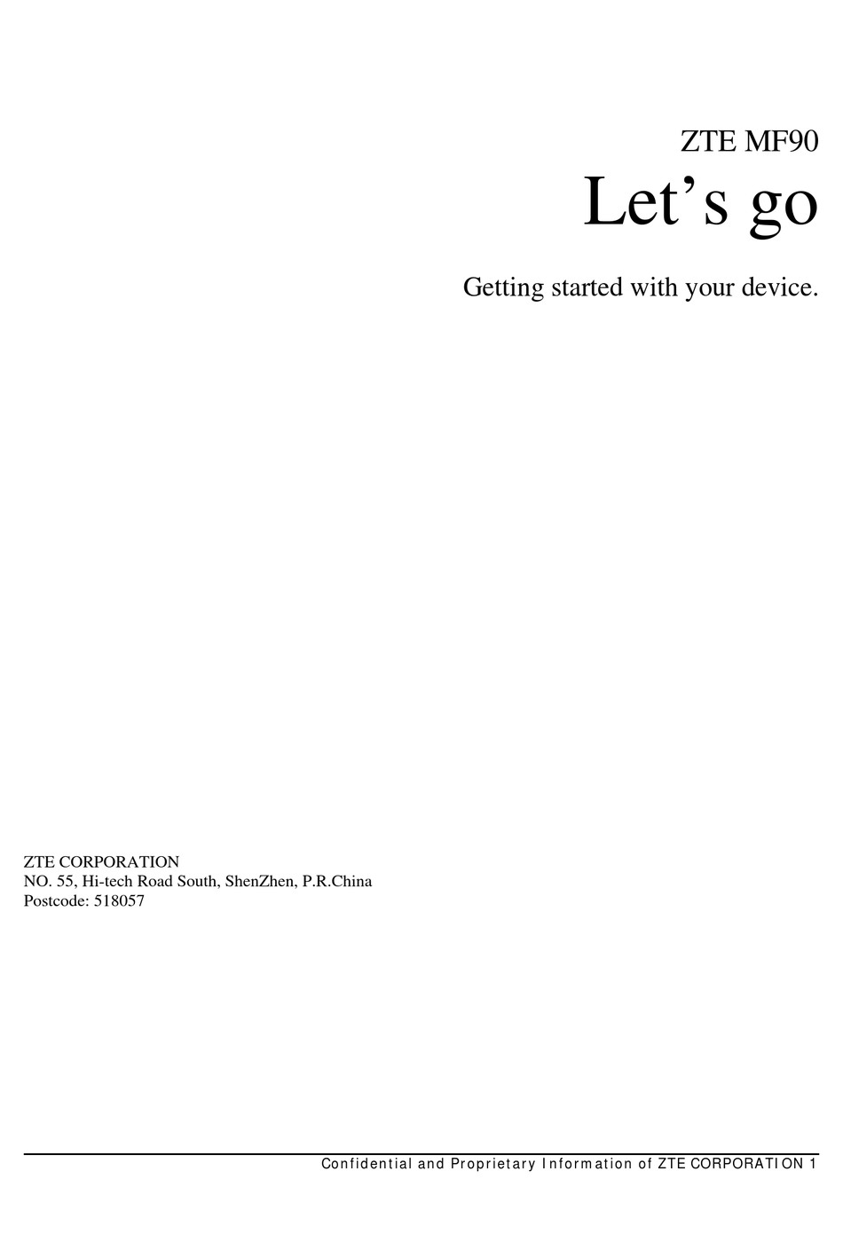 ZTE MF90 GETTING STARTED Pdf Download | ManualsLib