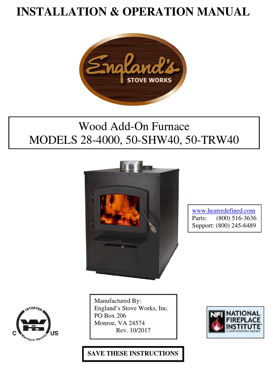 ENGLAND S STOVE WORKS 28 4000 INSTALLATION OPERATION MANUAL Pdf england-s-stove-works-28-4000-installation-operation-manual-pdf