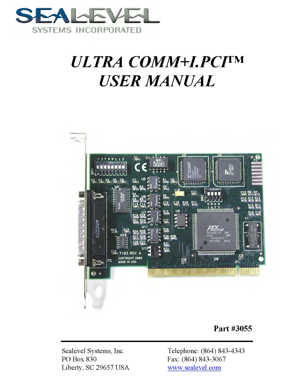 SEALEVEL ULTRA COMM+I.PCI 3055 USER MANUAL Pdf Download | ManualsLib