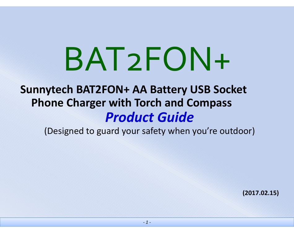 SUNNYTECH BAT2FON PLUS PRODUCT MANUAL Pdf Download | ManualsLib
